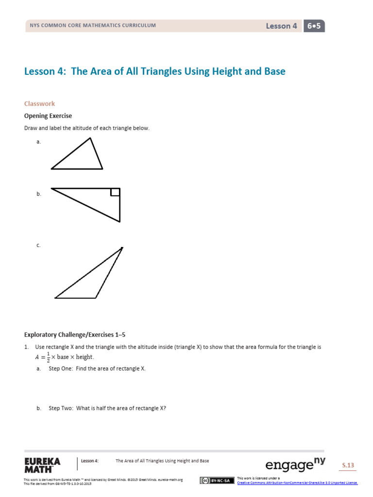 Math g6 m5 Topic a Lesson 4 Student | PDF | Area | Triangle