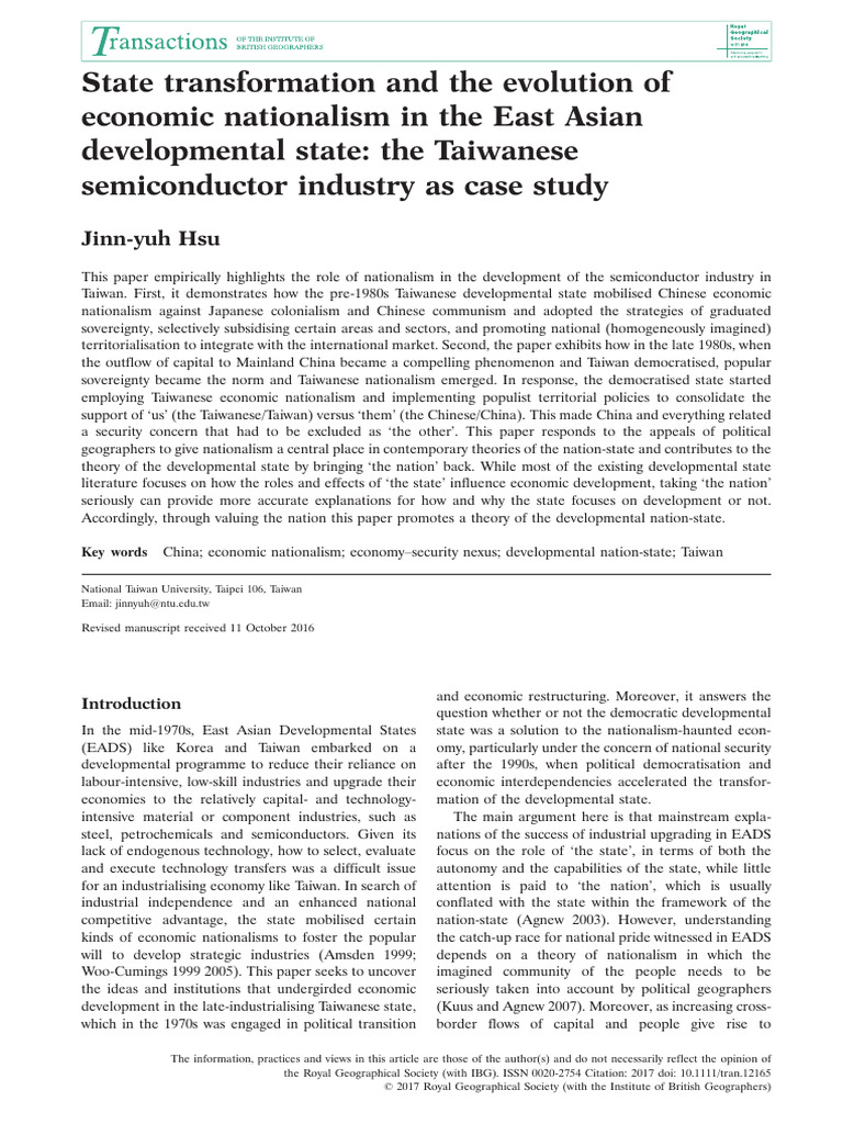 State Transformation and The Evolution of | PDF | Taiwan | Nationalism
