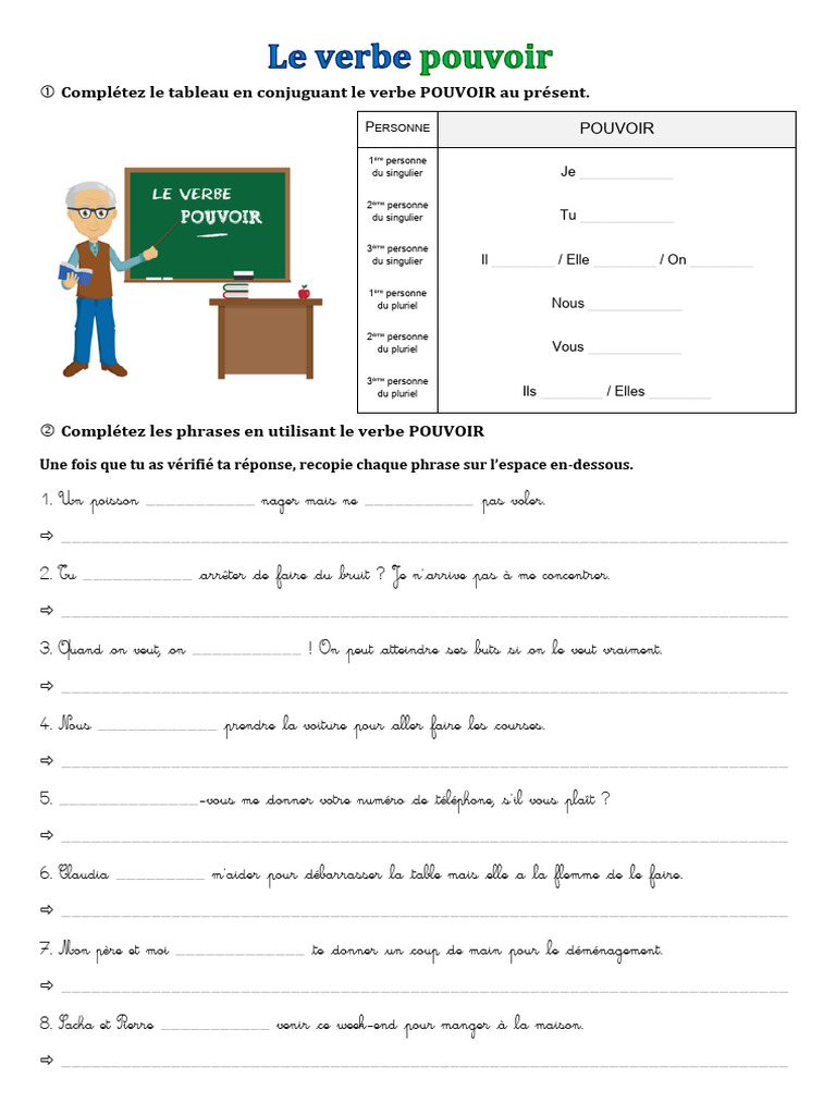 Exercices sur le verbe pouvoir | PDF | Verbe | Pluriel