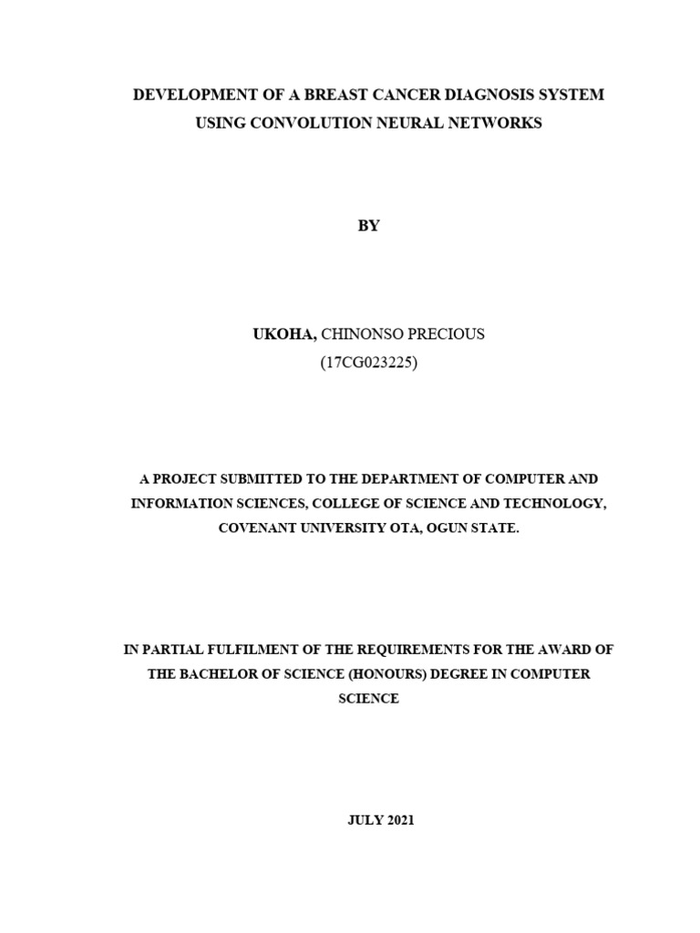 Ukoha Chinonso Precious 17CG023225 | PDF | Machine Learning | Breast Cancer