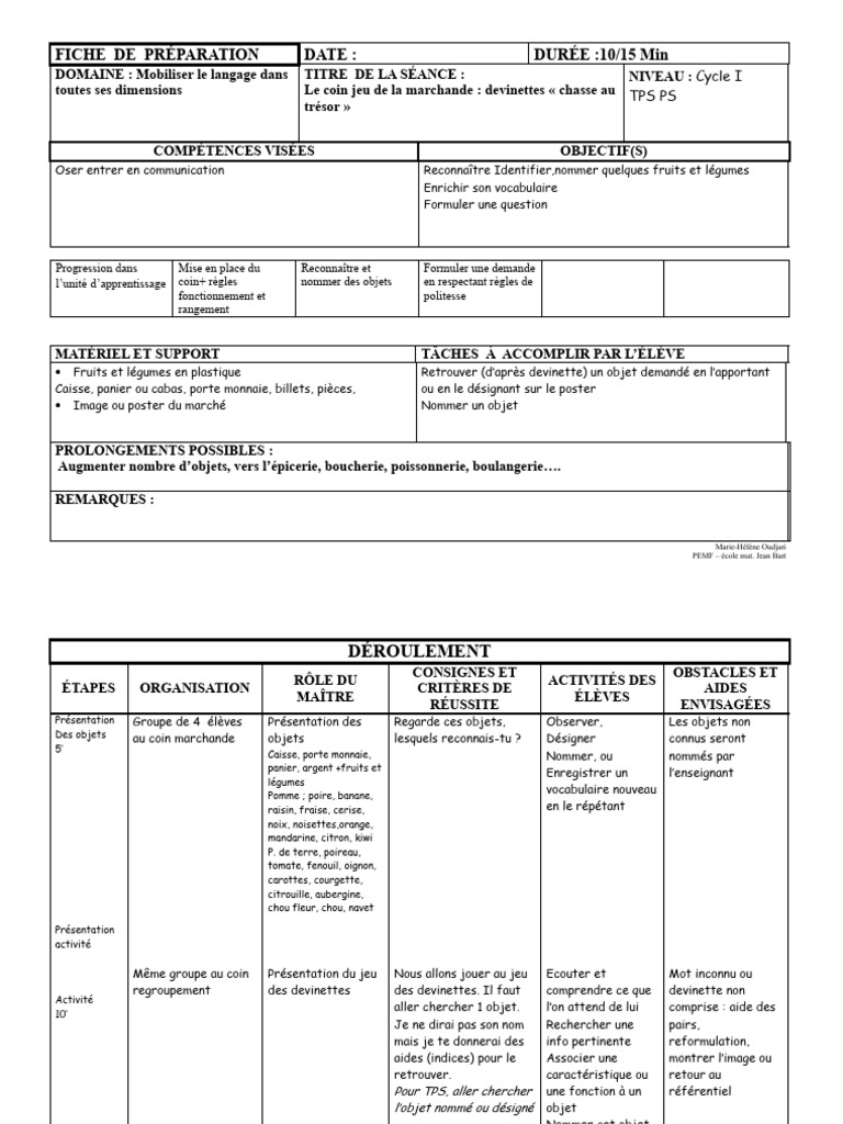 Fiche Prep La Marchande Seance 2 | PDF | Nourritures