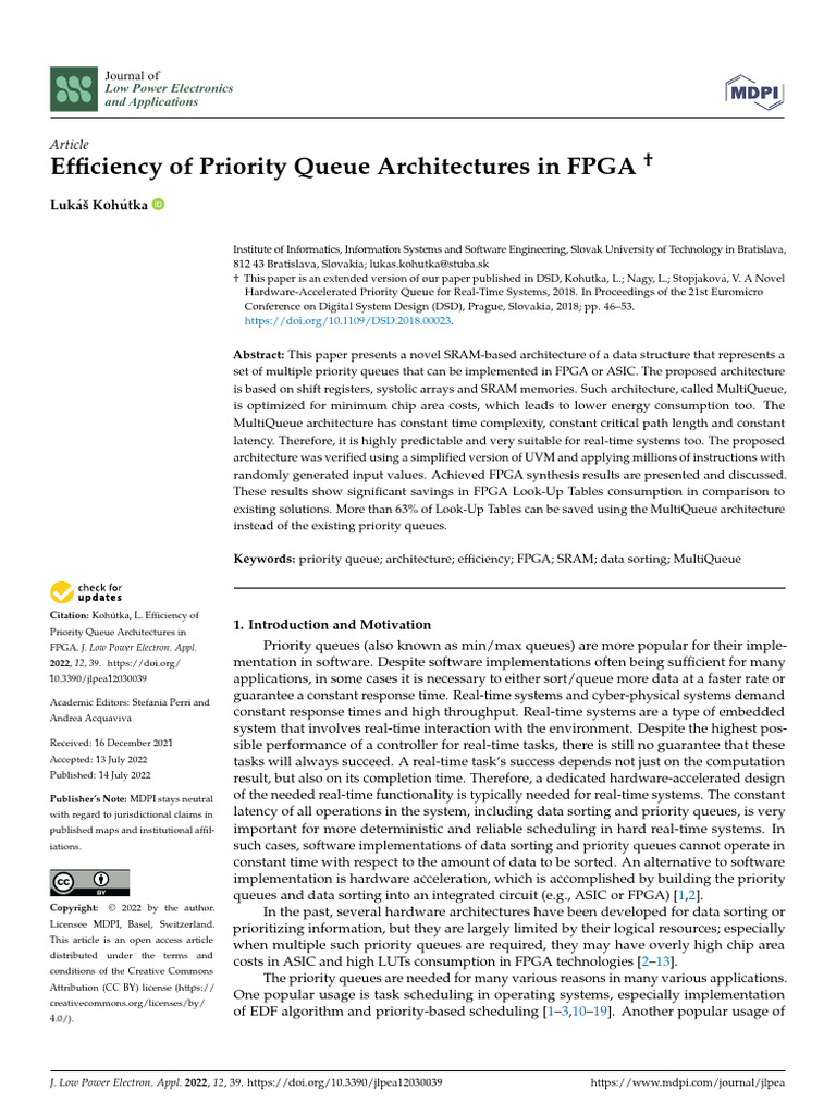 Efficiency Of Priority Queue Architectures In Fpga Pdf Field Programmable Gate Array 8869