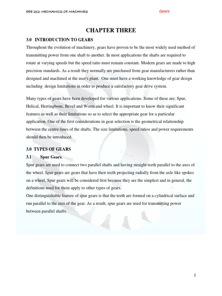 CHP 3 Power Transmission GEARS | PDF | Gear | Tools