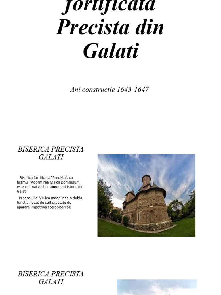 Biserica Fortificata Precista Din Galati | PDF