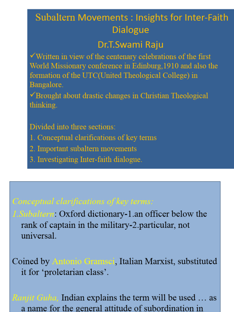 PPT-Cultural and Subaltern | PDF | Dalit | Interfaith Dialogue