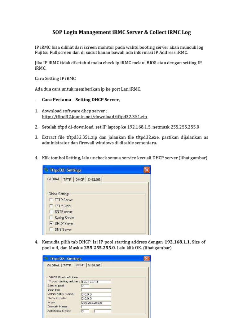 Pengaturan IP dan Log iRMC Server | PDF