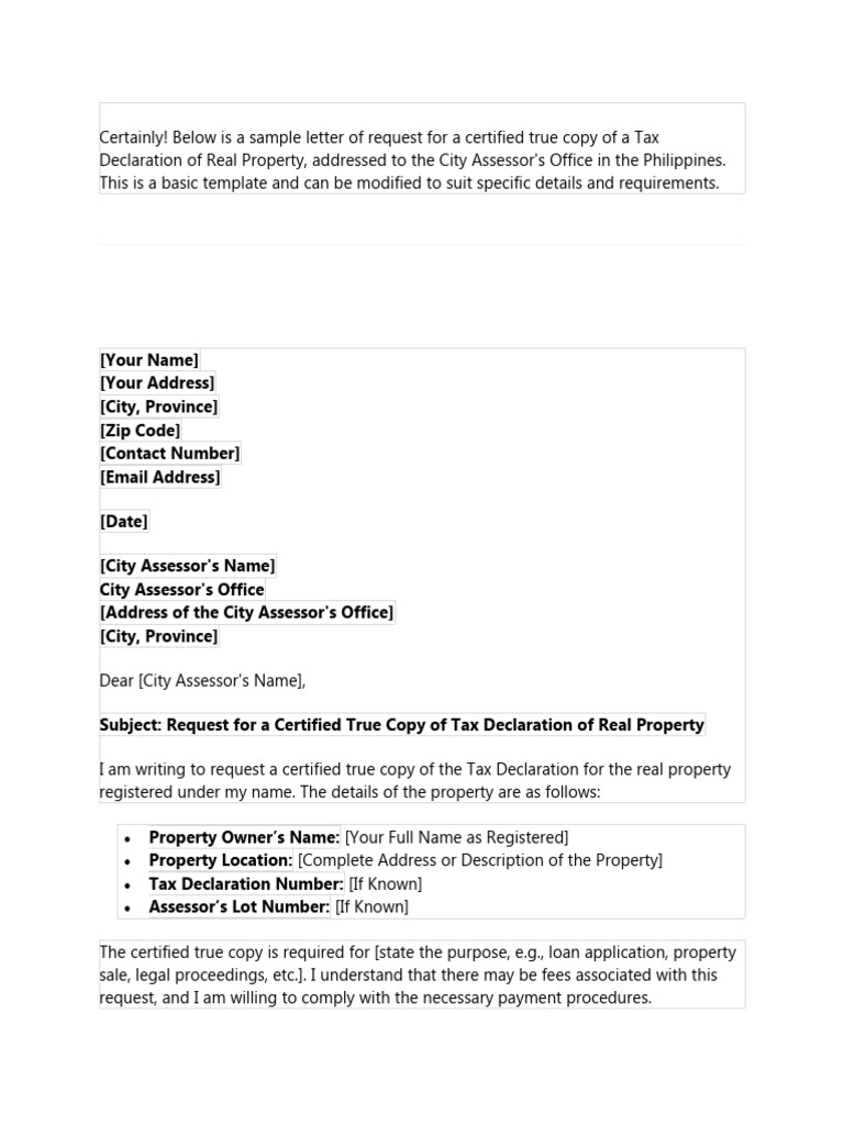 LEtter Request Tax Declaration | PDF