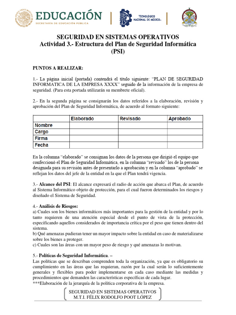 A3. - Proyecto Plan de Seguridad | PDF | La seguridad informática ...