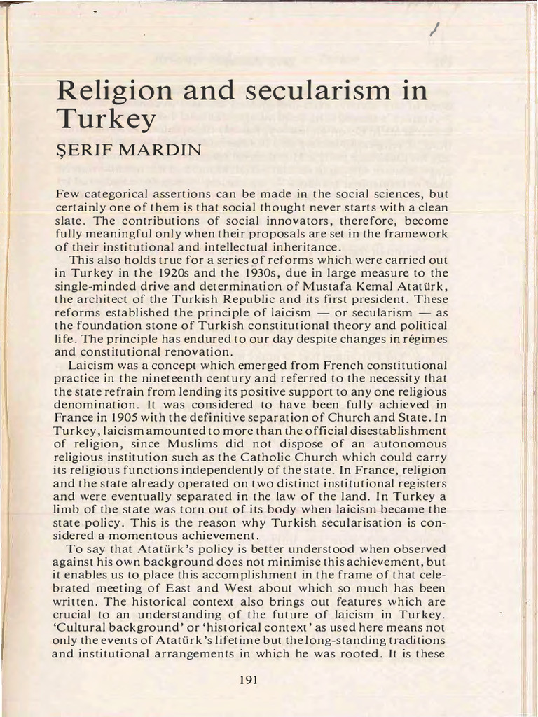 Religion and Secularism in Turkey | PDF | Secularism | Ottoman Empire