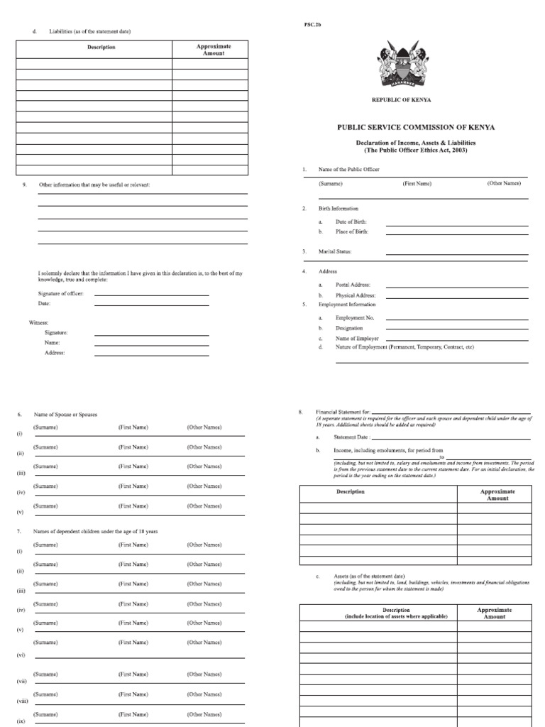 PSC Declaration Form | PDF