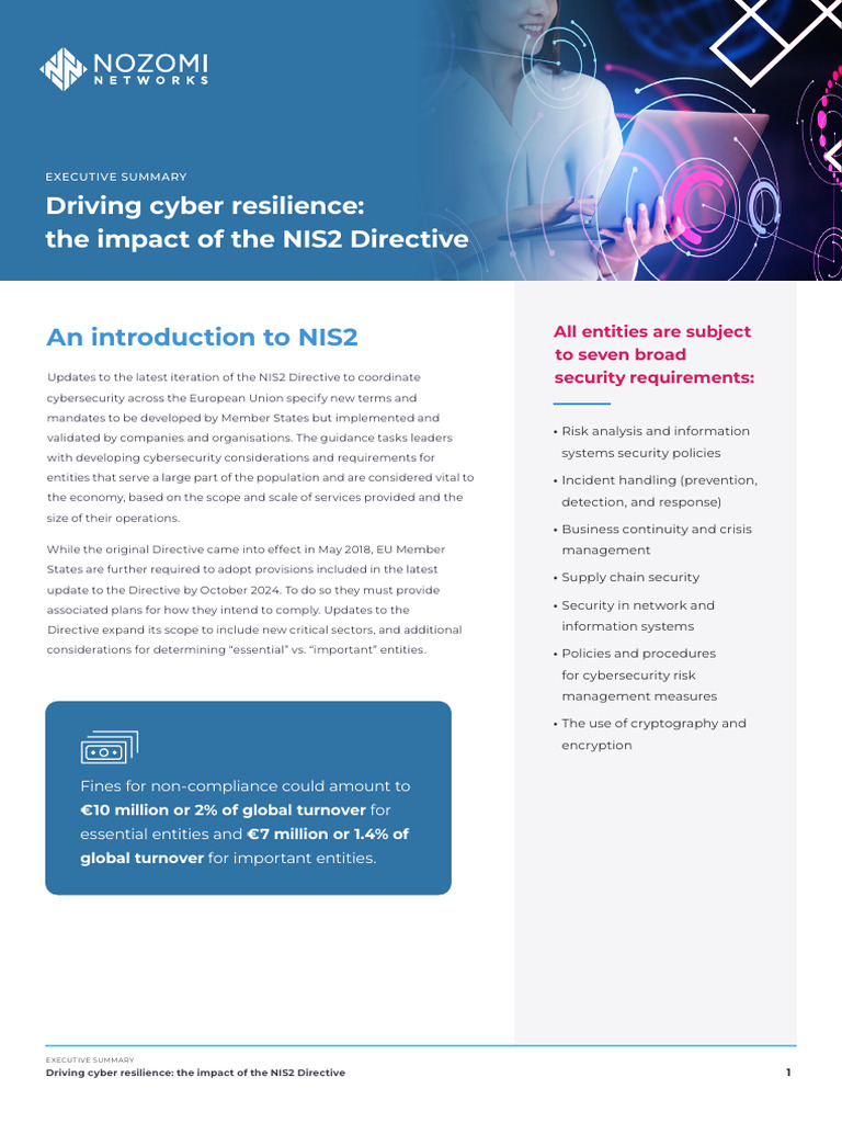 64ac45e99f07ac92bddc015f - Nozomi Networks Executive Summary NIS2 ...