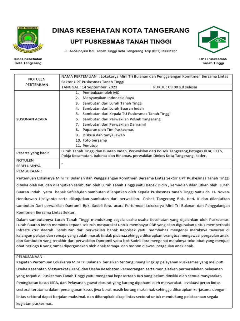 NOTULEN LOKMIN LINSEK September 2023 | PDF