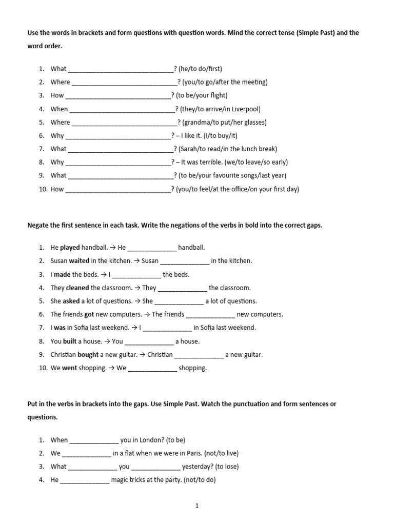 B1.1 - Grammar Exercises 1 | Download Free PDF | Language Mechanics | Grammar