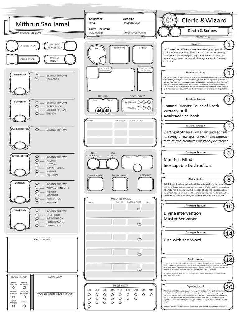 Mithrum Sao Jamals Spell Multiclass Sheet | Download Free PDF | Fantasy ...