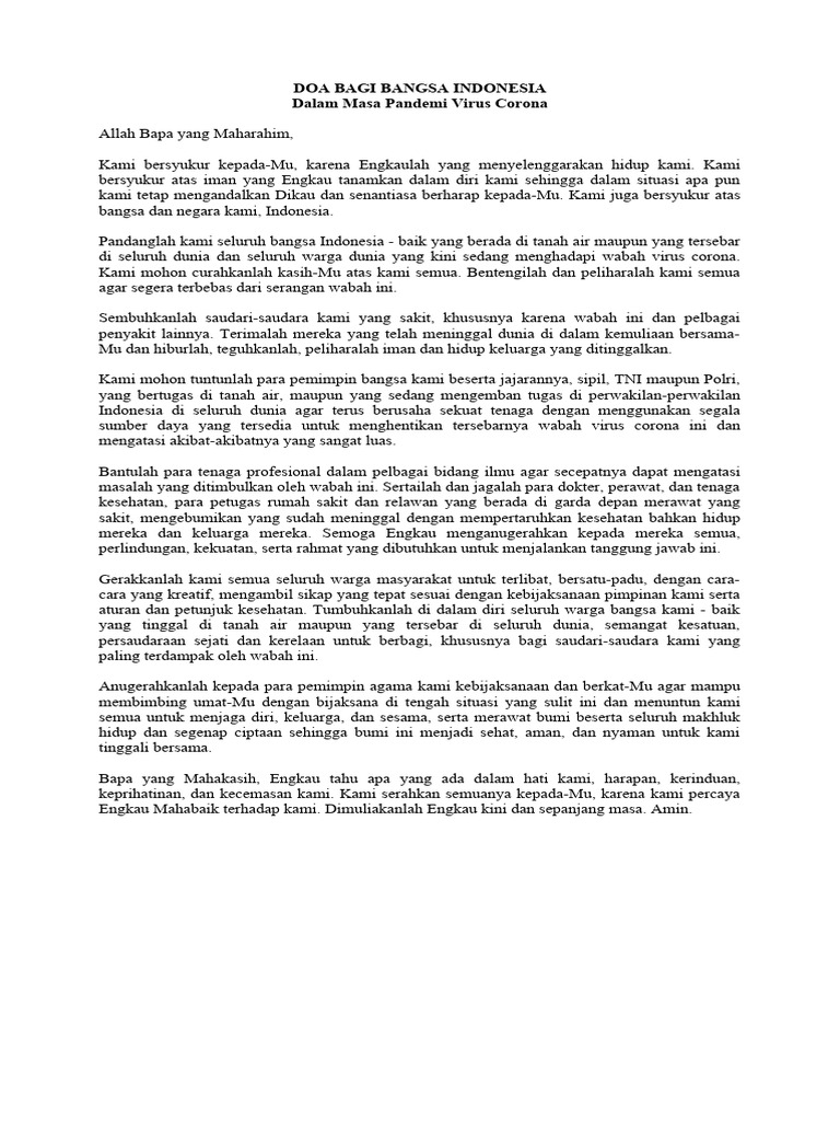 Doa Indonesia di Masa Pandemi | PDF | Sains & Matematika