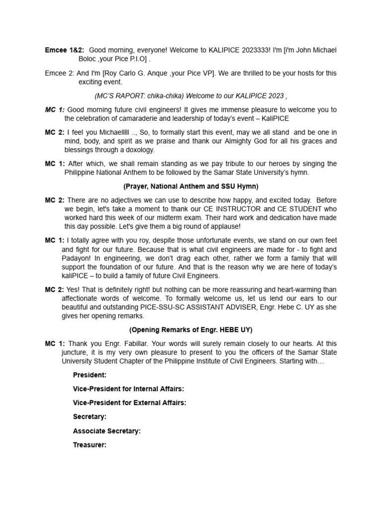 Emcee Script For Mornings Program | PDF | Career & Growth | Social Science