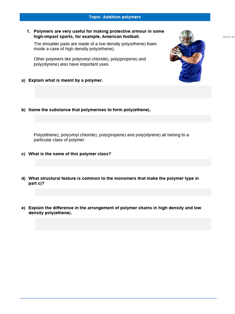 Topic: Addition Polymers: Source: Enavto Elements | PDF | Polymers ...