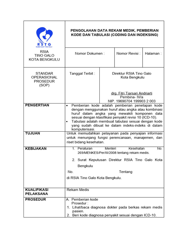 Sop CODING DAN INDEKSING RM | PDF