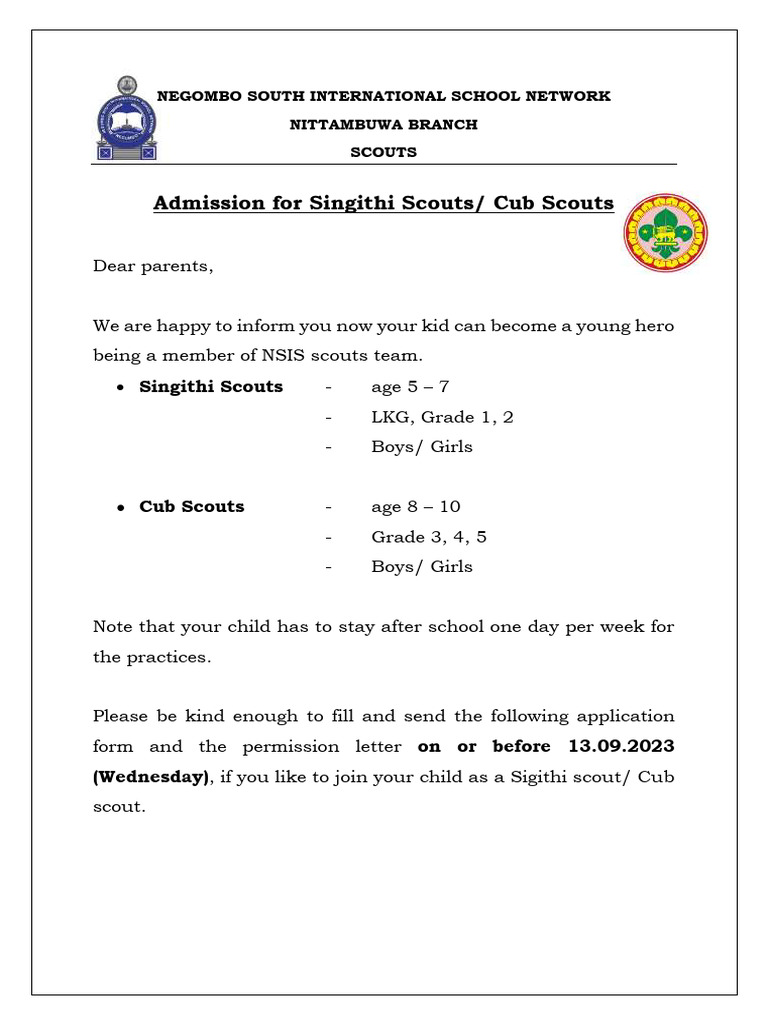 Scouts - Application Form | PDF | Childhood | Scouting