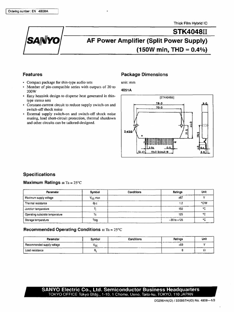 STK4048II | PDF | Electromagnetism | Computer Engineering