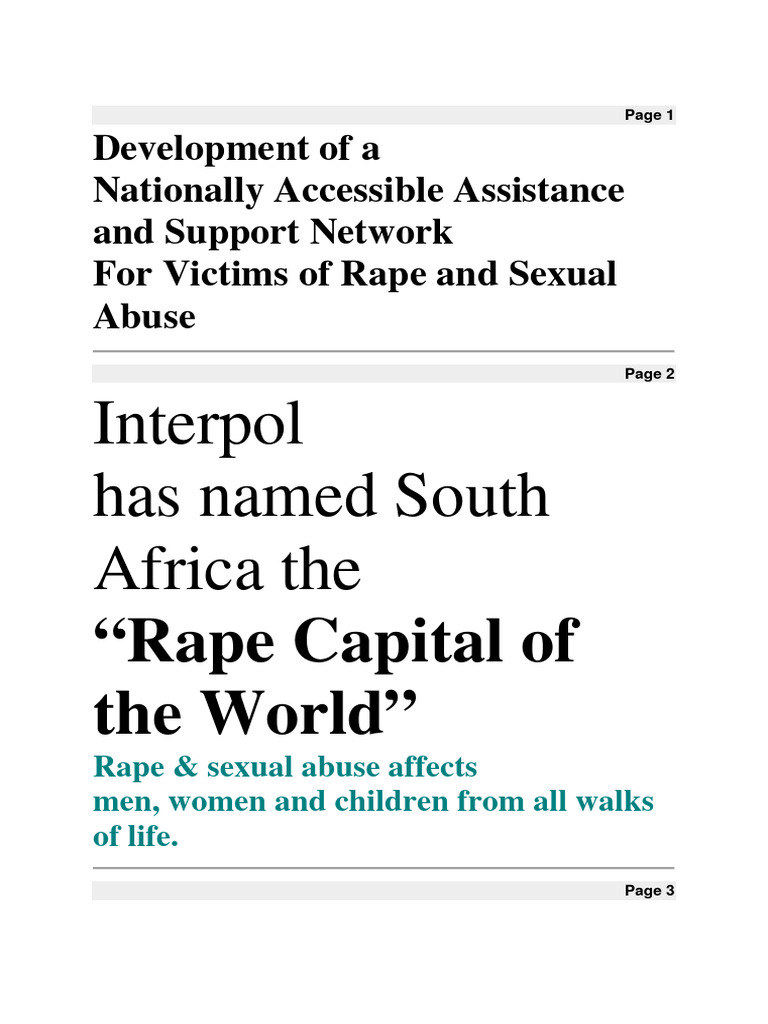 Interpol Has Named South Africa The: "Rape Capital of The World" | PDF | Domestic Violence | Rape