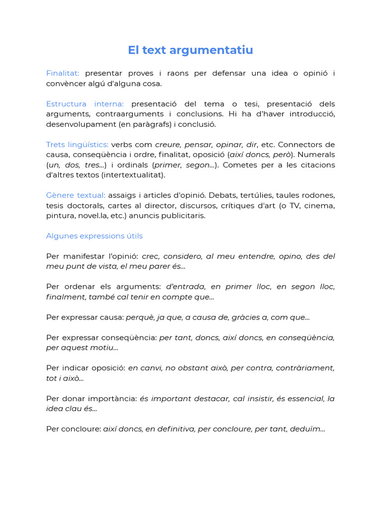 El Text Argumentatiu | PDF