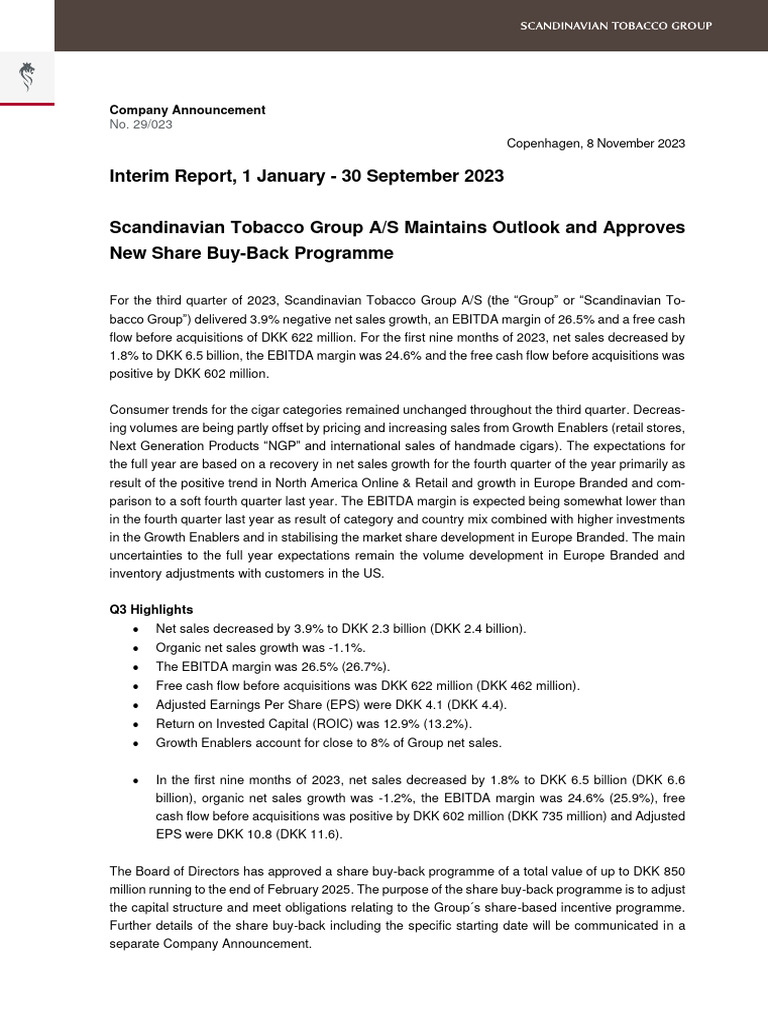 Interim Report q3 2023 | PDF | Balance Sheet | Gross Margin