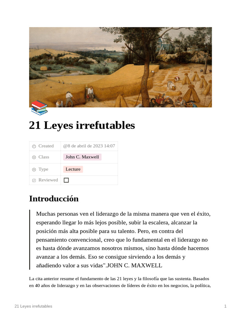 21 Leyes Irrefutable Resumen | PDF | Liderazgo