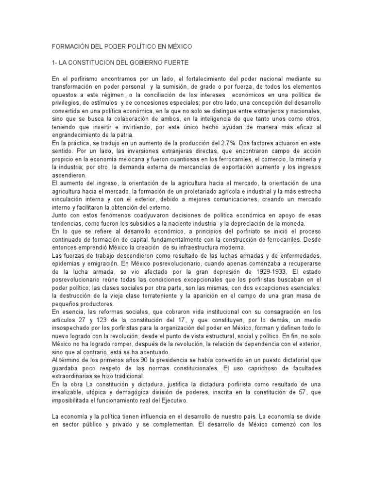 Formación del Poder Político en México | PDF | Partido Revolucionario ...