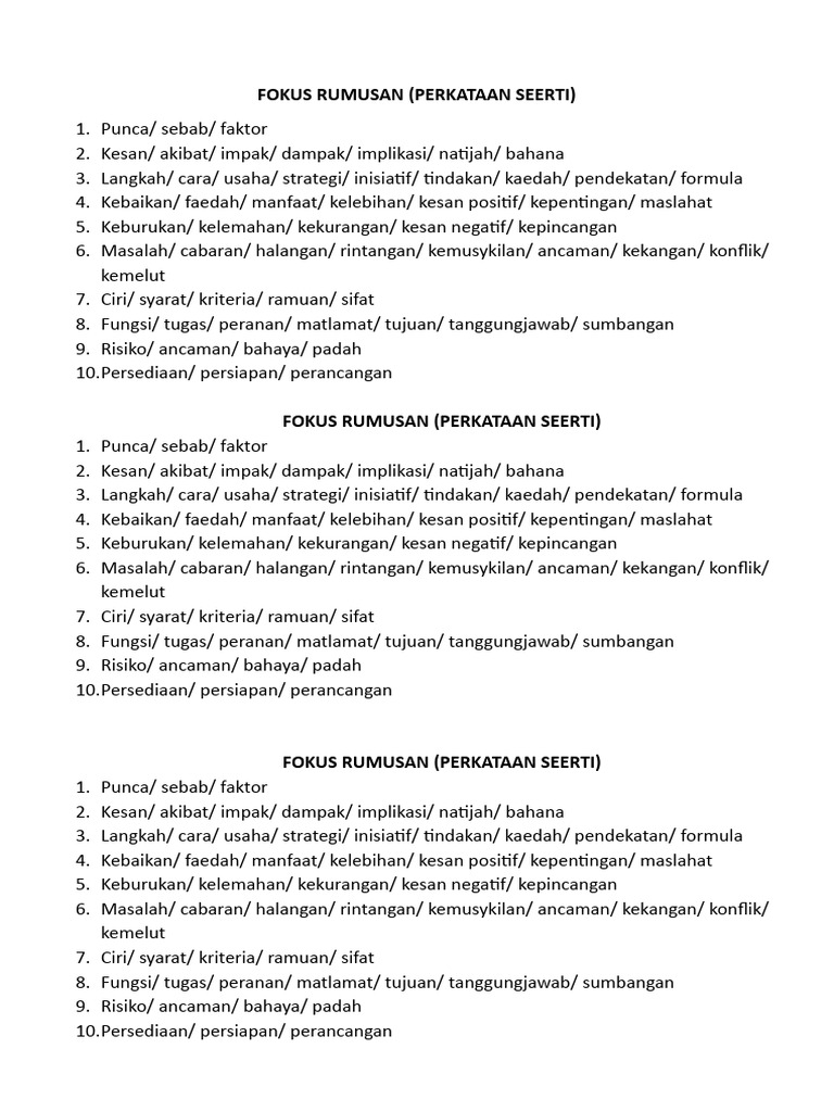 Fokus Rumusan | PDF