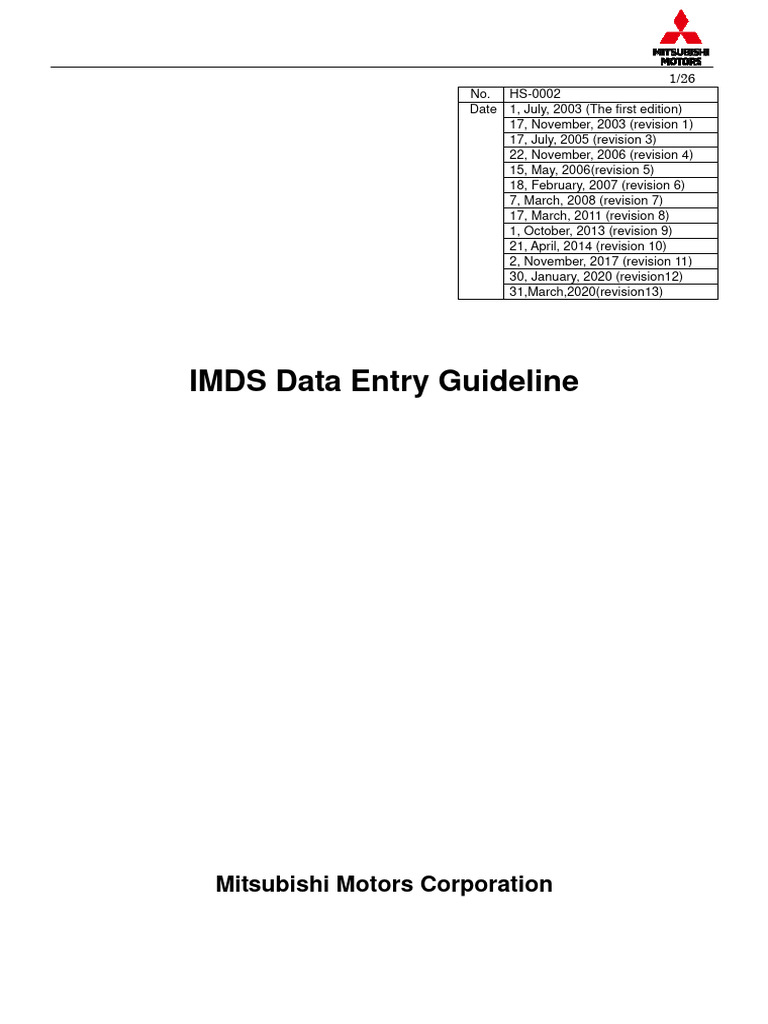 IMDS Data Entry Guideline - Rev13 | PDF | Chemical Substances | Chemistry
