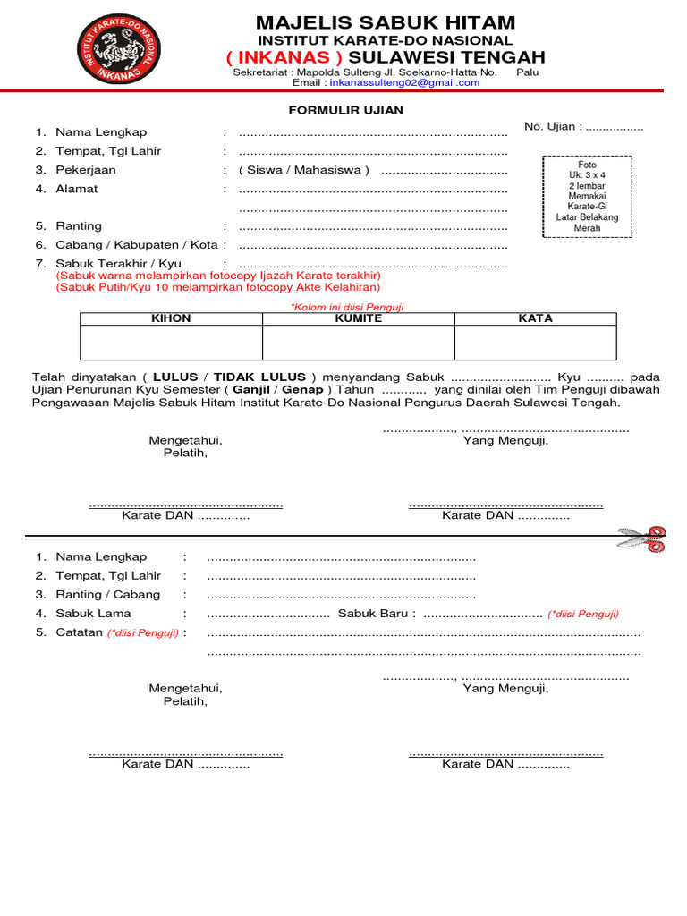 Formulir Ujian Kyu | PDF