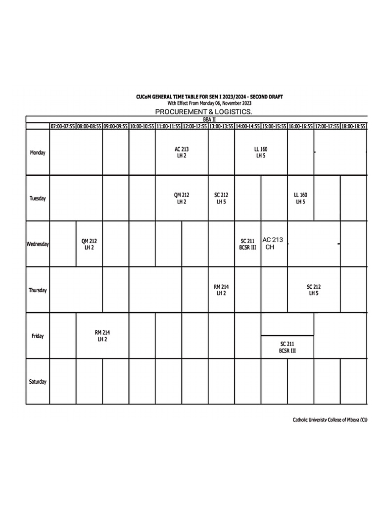 Procurement Class Timetable. | PDF