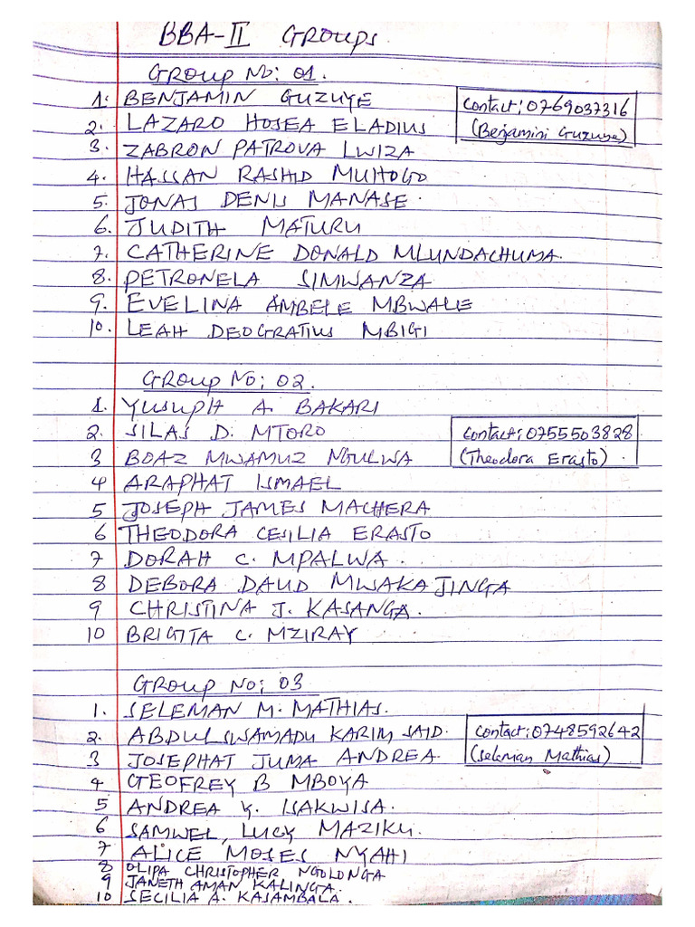 BBA 2 - Groups. | PDF