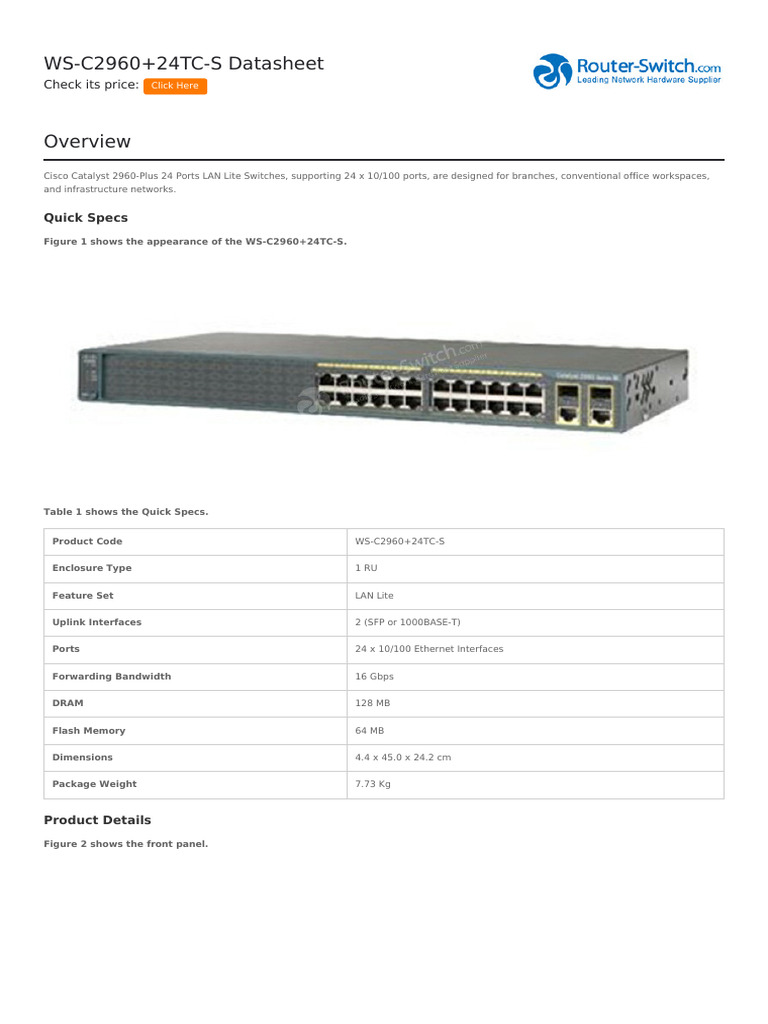 Ws c296024tc S Datasheet | PDF | I Pv6 | Internet Protocols