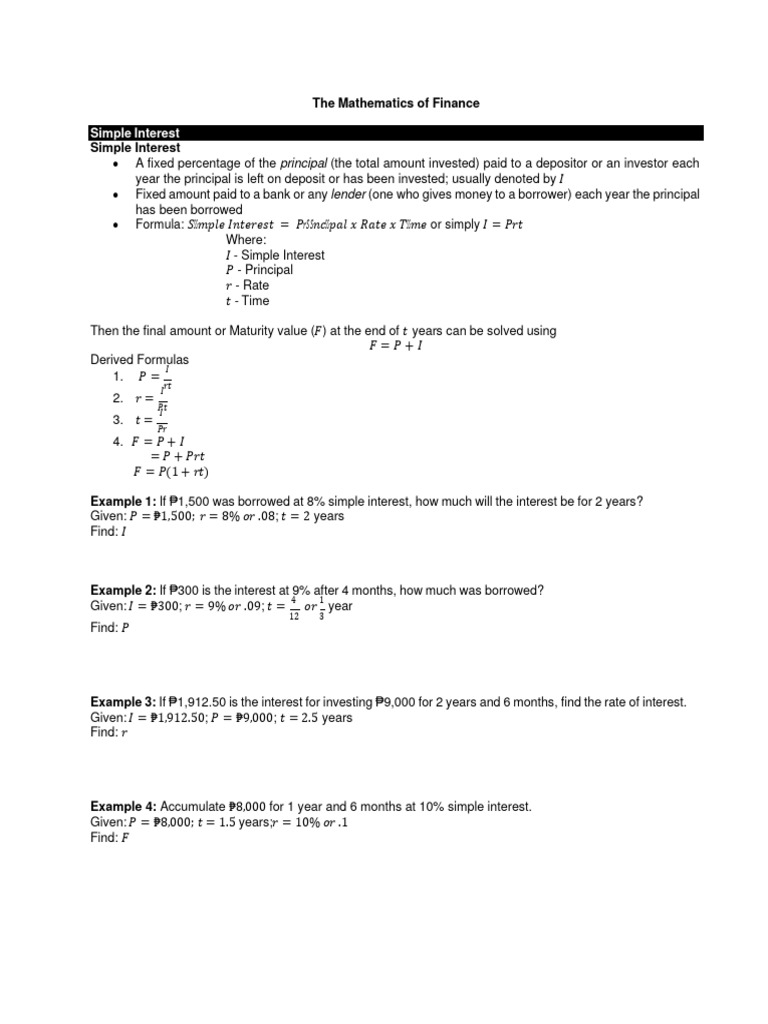 The Mathematics of Finance | PDF | Stocks | Bonds (Finance)