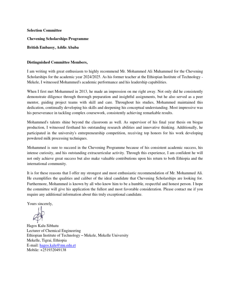 Mohammed - Reference Letter | PDF | Social Science