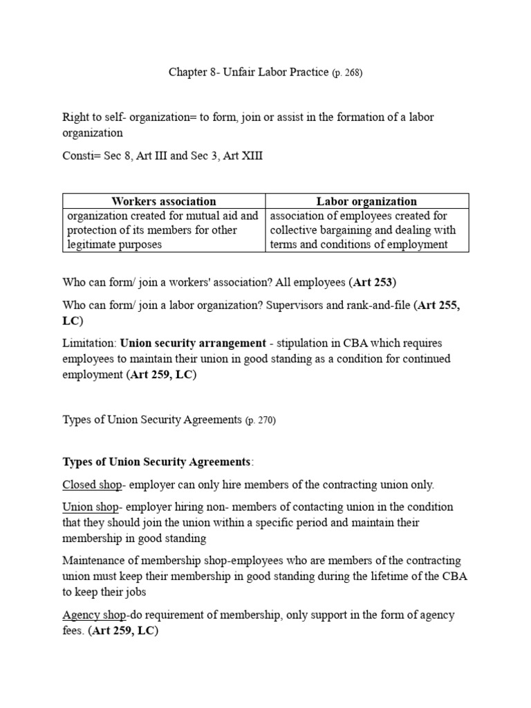 Chap 8 - Unfair Labor Practices | PDF | Employment | Trade Union