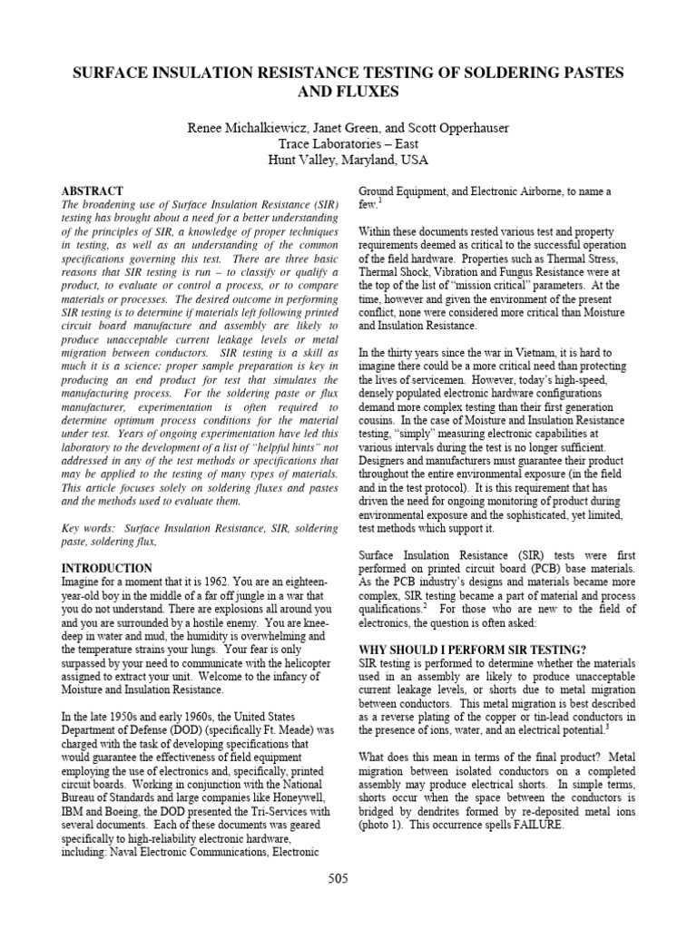 Surface Insulation Resistance Testing of - Compress | PDF | Printed ...
