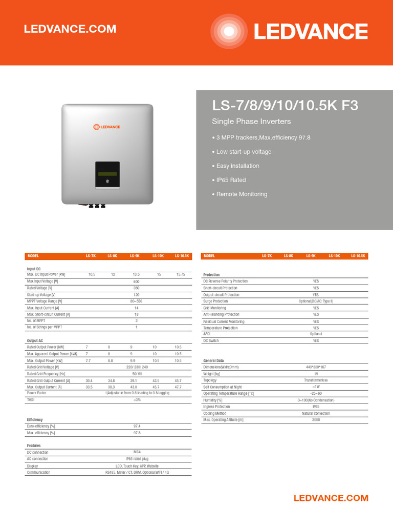 LS-7/8/9/10/10.5K F3: Single Phase Inverters | Download Free PDF ...