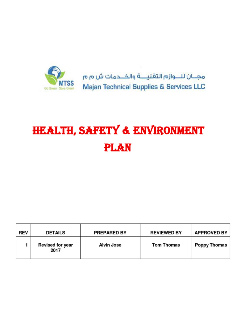 Hse Plan | PDF | Occupational Safety And Health | Personal Protective ...