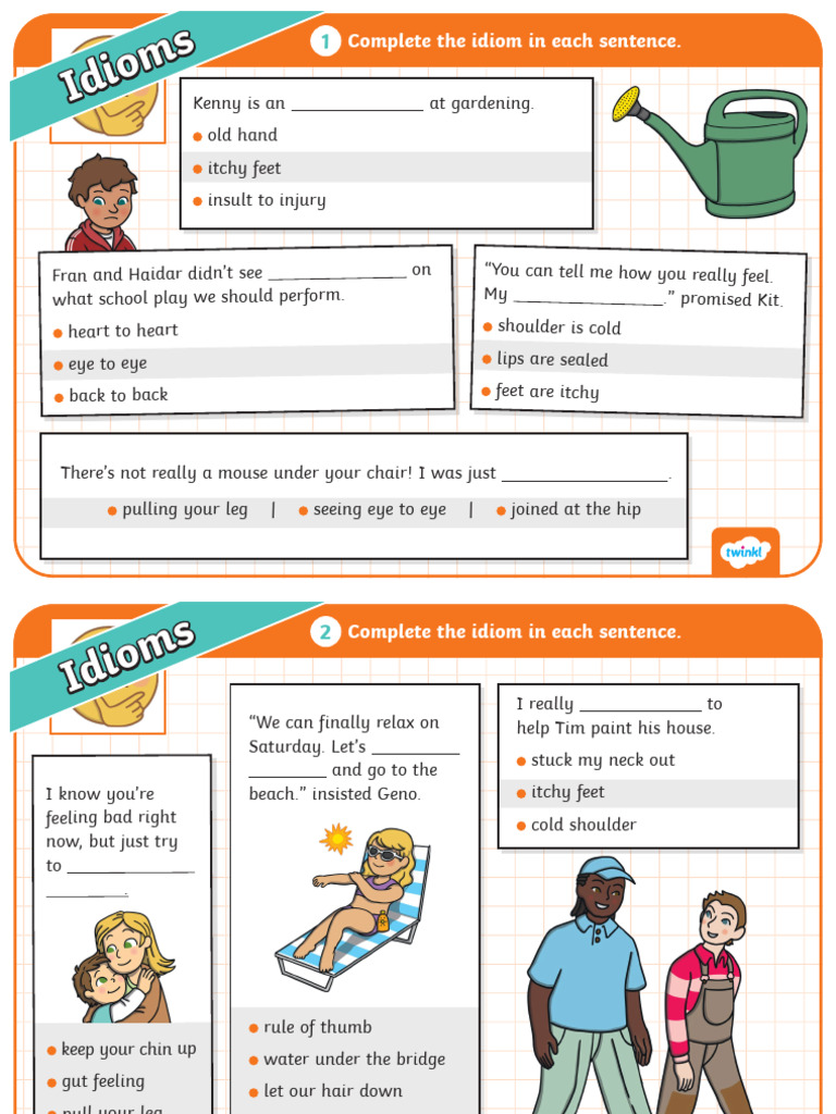 KS1 Complete The Idioms Pack - General Idioms 3 | PDF