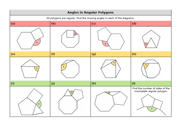 Missing Angles in Regular Polygons | PDF