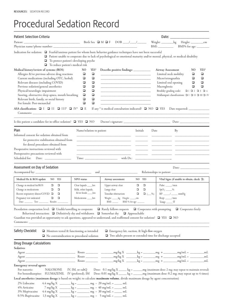 Procedural Sedation Record | PDF | Anesthesia | Clinical Medicine