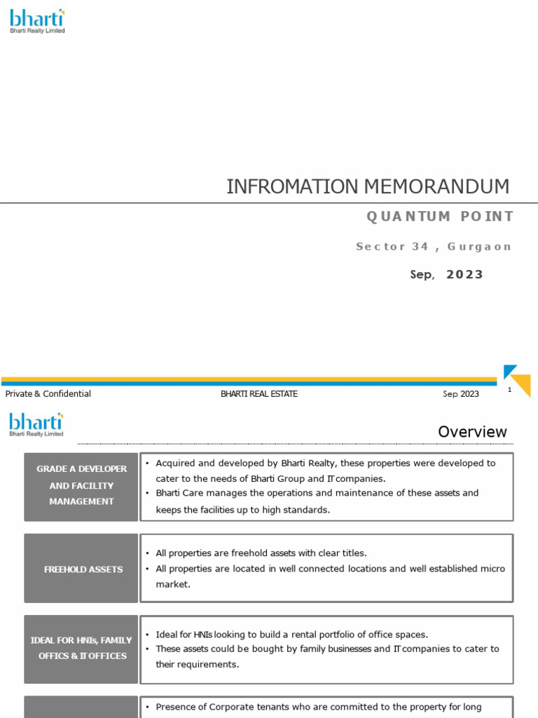 Bharti Realty - IM - Quantum Point - Sep 2023 | Download Free PDF ...