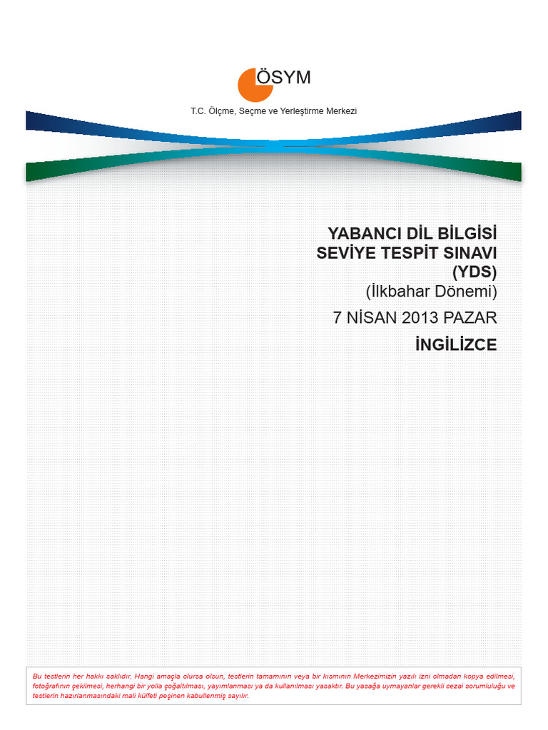 2013-2023 Tüm YDS'ler | PDF