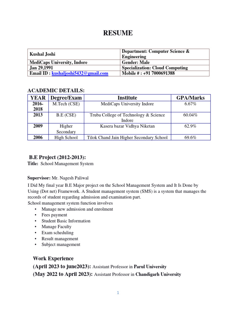 RESUME Kushal | PDF | Apache Hadoop | World Wide Web
