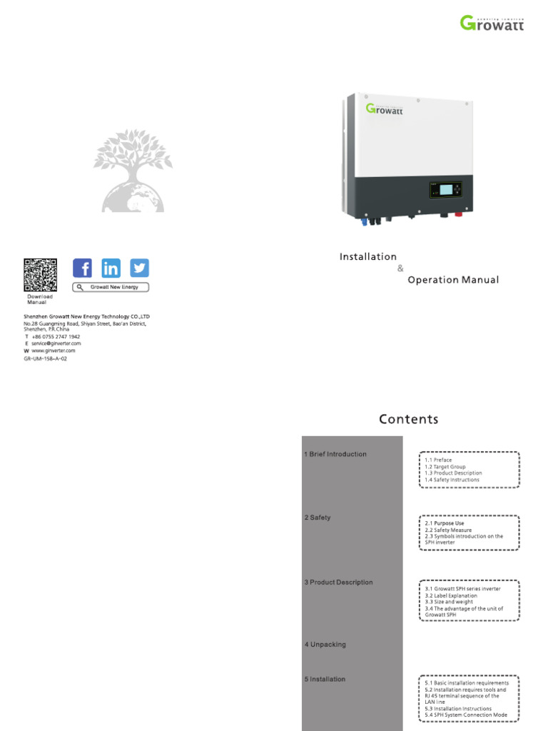 Growatt SPH 10000tl3 BH Manual | PDF