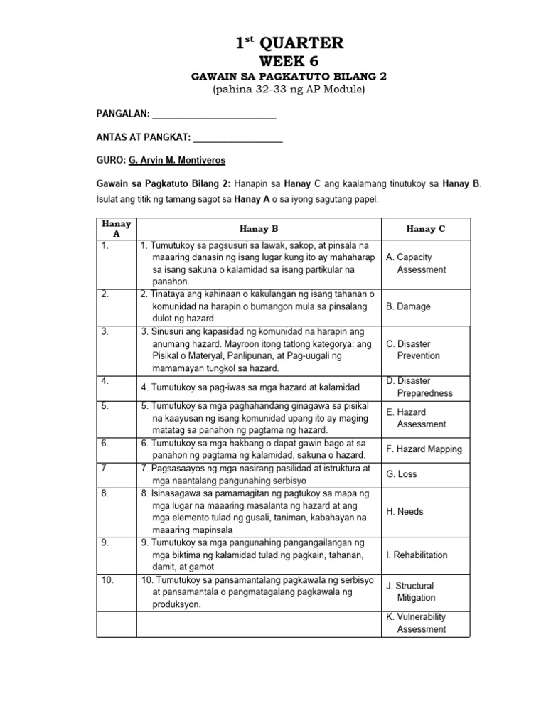 AP Quarter 1-Week 6-Gawain 2 | PDF