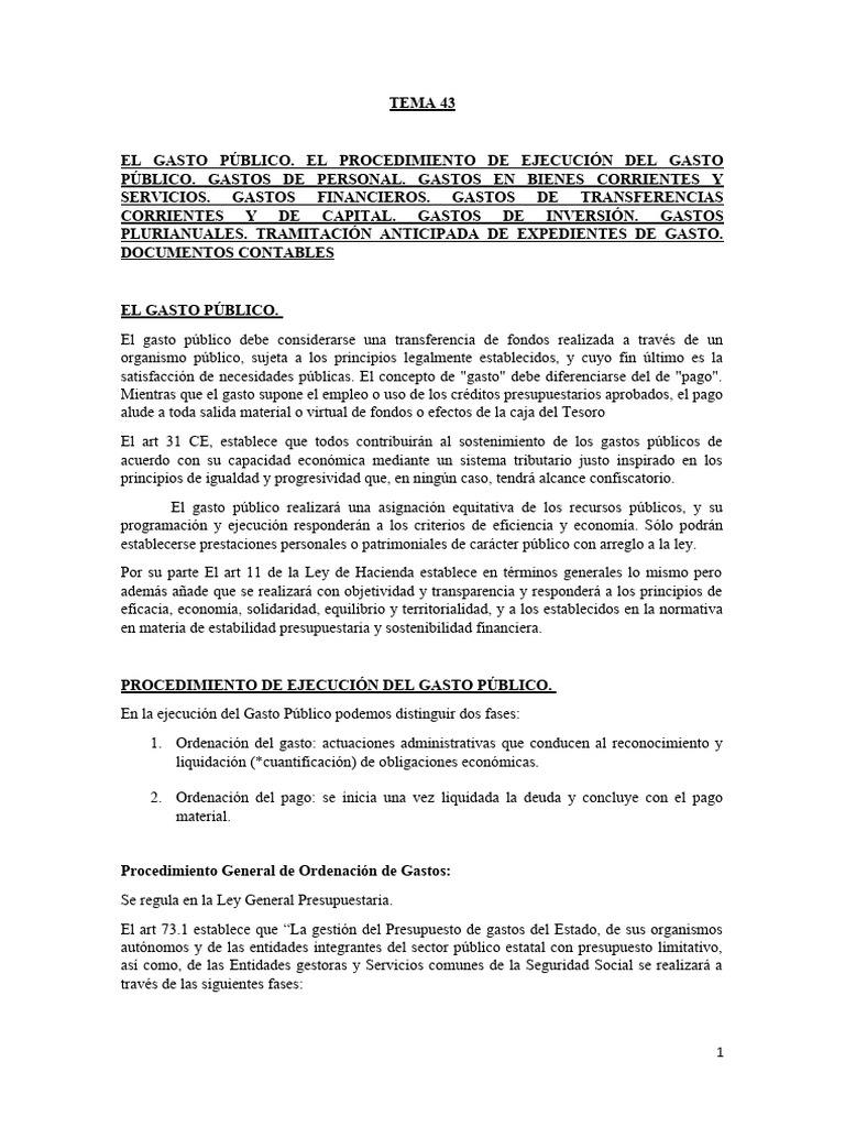 Tema 43 | PDF | Pagos | Presupuesto